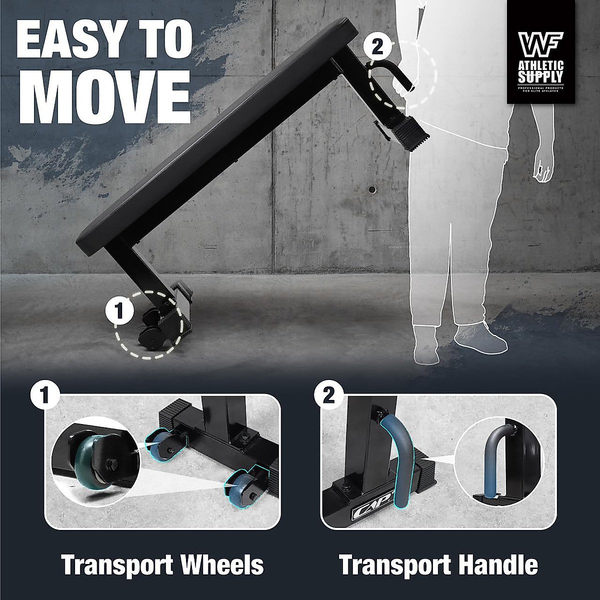 CAP Barbell Commercial Grade Weight Bench Flat/Incline/Decline Utility Exercise Olympic Workout Bench for Full Body Workout (Utility Flat Bench, White)