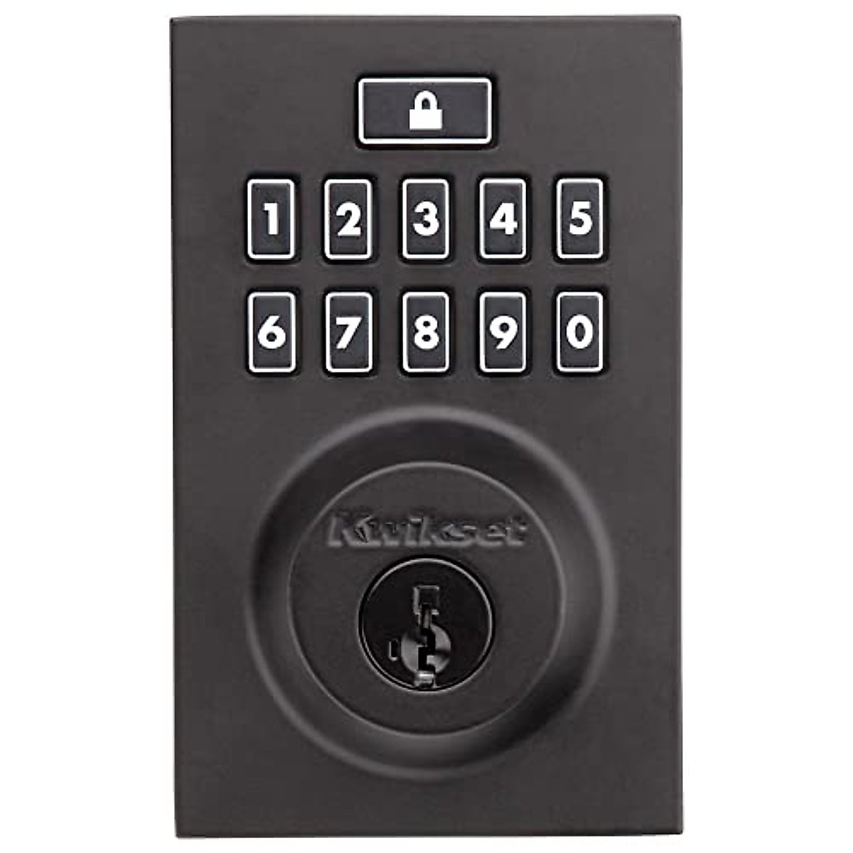 Kwikset 914 Contemporary Keypad SmartCode Electronic Deadbolt Smart Lock featuring SmartKey Security and ZigBee 3.0 Technology in Matte Black