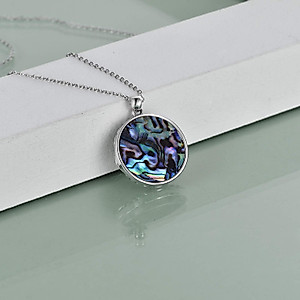 WINNICACA Tree of Life Necklace Sterling Silver Celtic Necklaces for Women Abalone Jewelry Abalone Shell Tree of Life Pendant Celtic Jewelry for Women Birthday Gifts for Mom
