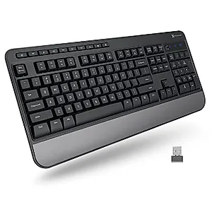 X9 Multimedia USB Wireless Keyboard - Take Control of Your Media - Full-Size Ergonomic Computer Keyboard Wireless with Wrist Rest - Cordless Keyboard for Laptop PC and Chrome