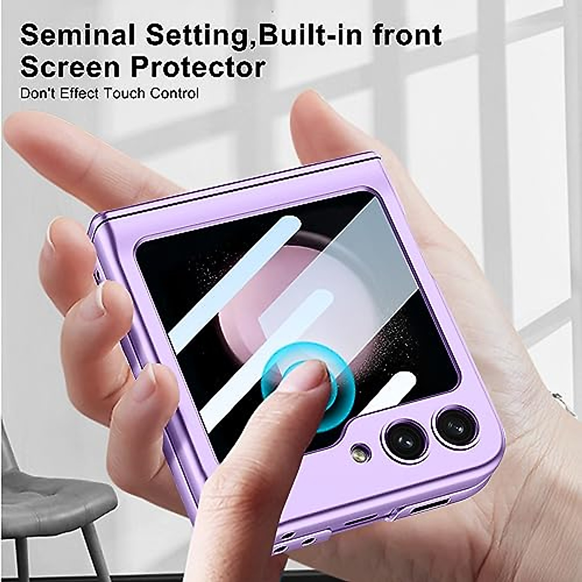 DOOTOO for Samsung Galaxy Z Flip 5 Case Magnetic Hinge Protection Cover with Screen Protector All-Inclusive Shockproof Case for Galaxy Z Flip 5 (2023) (Purple)