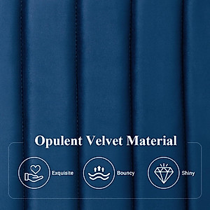 Allewie Queen Bed Frame, Velvet Upholstered Platform Bed with Adjustable Vertical Channel Tufted Headboard, Mattress Foundation with Strong Wooden Slats, Box Spring Optional, Easy Assembly, Blue