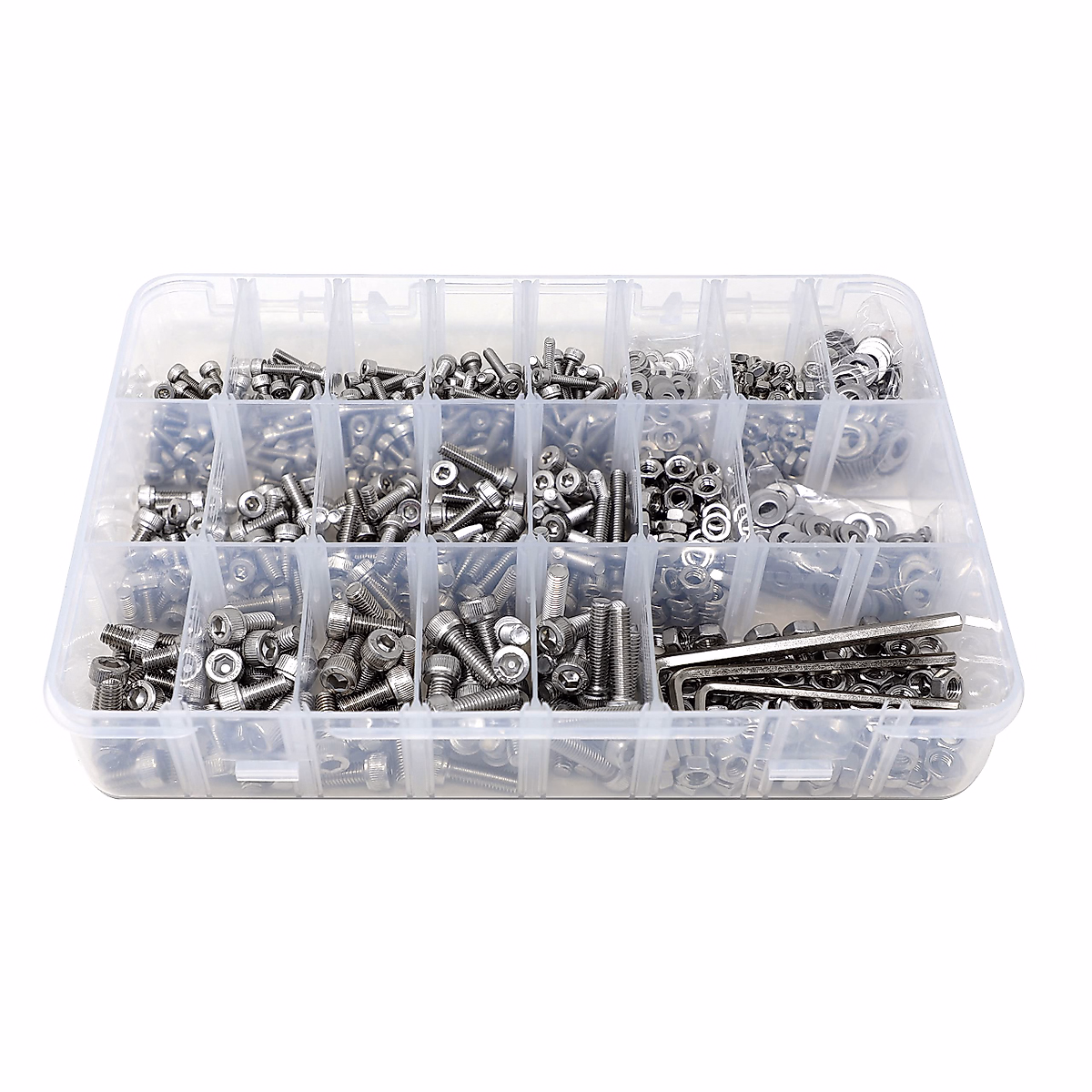 iexcell 825 Pcs M3/M4/M5 x 8/10/12/16/20 Stainless Steel 304 Hex Socket Head Cap Screws Bolts Nuts Washers Assortment Kit