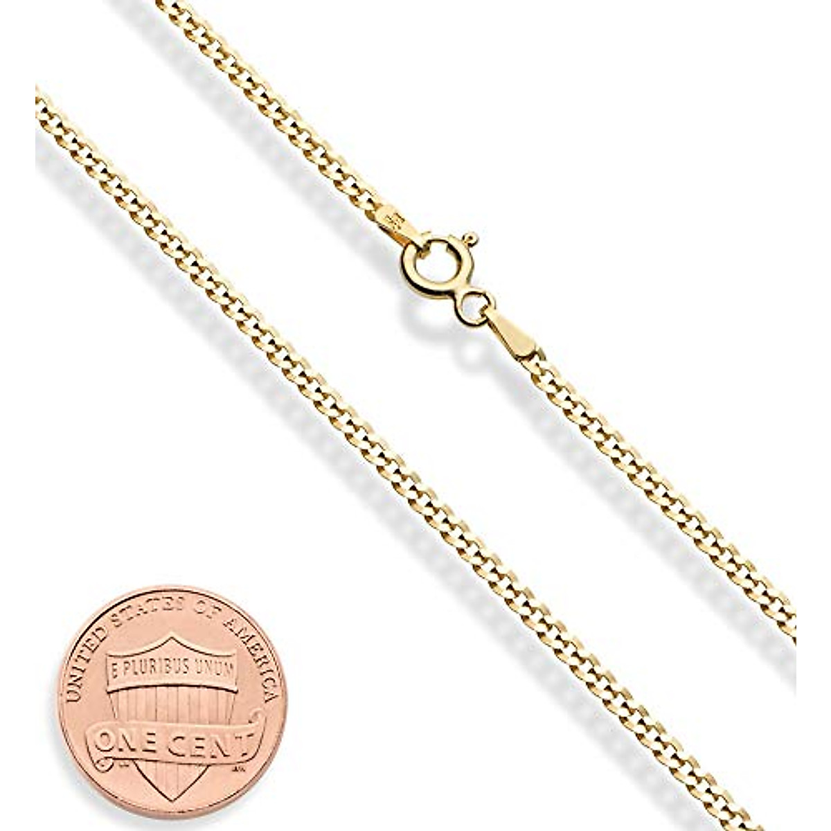 Miabella Solid 18K Gold Over 925 Sterling Silver Italian 2.3mm Diamond Cut Cuban Link Curb Chain Necklace for Women Men, Made in Italy (Length 18 Inches (women's average length))