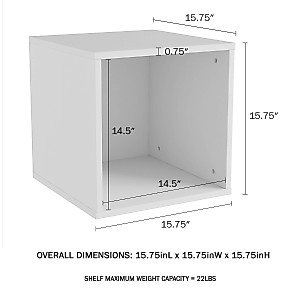 Side Table with Storage - Minimalist Modern Nightstand or End Table - Stackable Modular Accent Table for Bedroom, Living Room, or Office by Lavish Home (White)