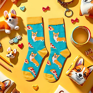 HAPPYPOP Novelty Silly Big Boys Socks Kids Corgi Socks, Funny Gifts for Teen Boys Corgi Gifts 7 to 10 Years