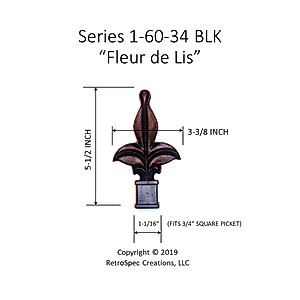Retrospec Creations 10 Each for 3/4” Plastic Finial Tops for Iron Picket Fence Tops Fleur De Lis – #1-60-34