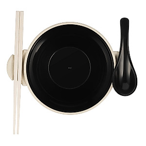Ozeri Earth Ramen Bowl 6-Piece Set, Made from Plant-Derived and Other Natural Materials, Beige with Black