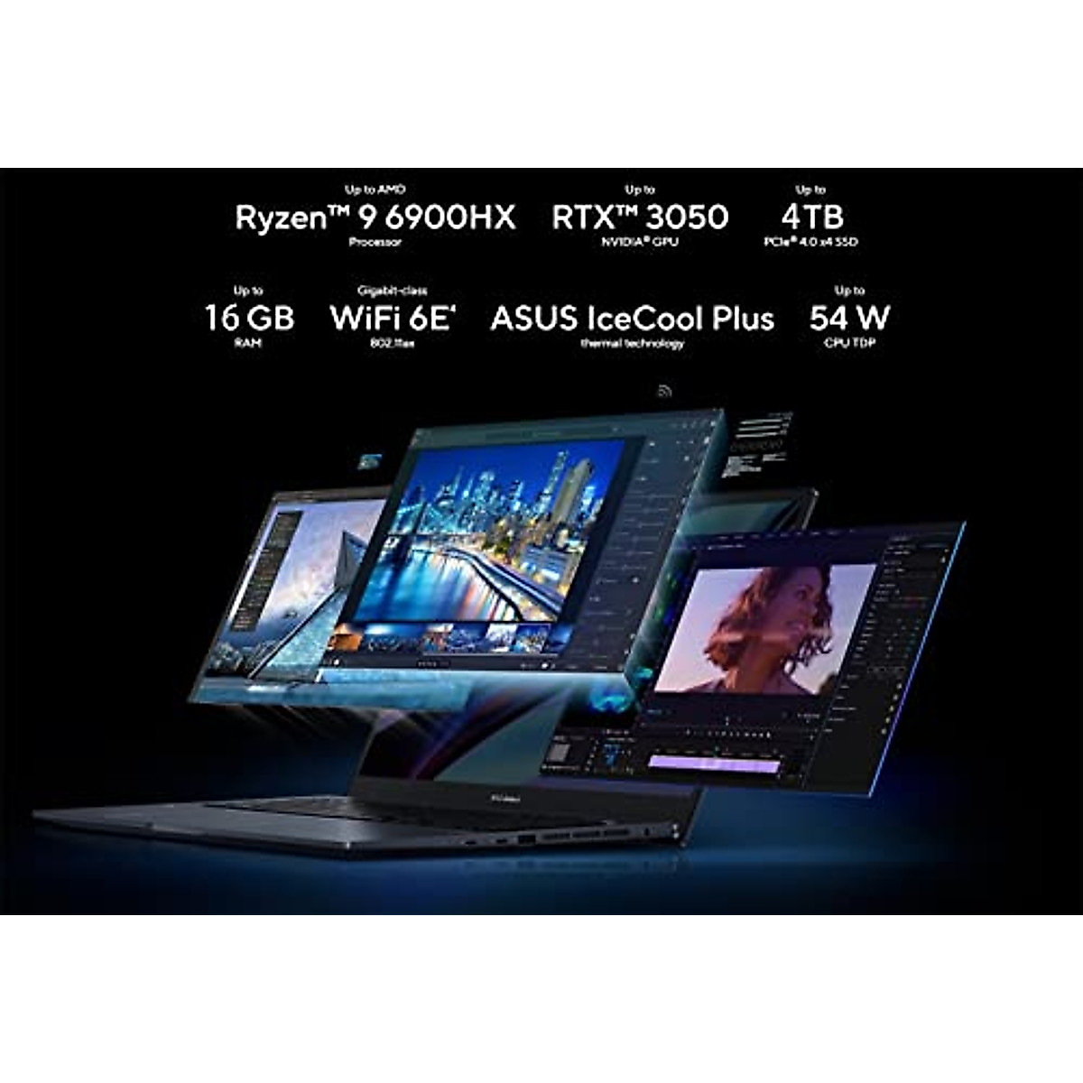 ASUS 2023 Zenbook Pro 17 17.3” Touchscreen 2.5K 165Hz Business Laptop, AMD Ryzen 9 6900HX, 16GB RAM, 4TB PCIe SSD, Backlit Keyboard, NVIDIA GeForce RTX 3050, Win 11, Black, 32GB SnowBell USB Card