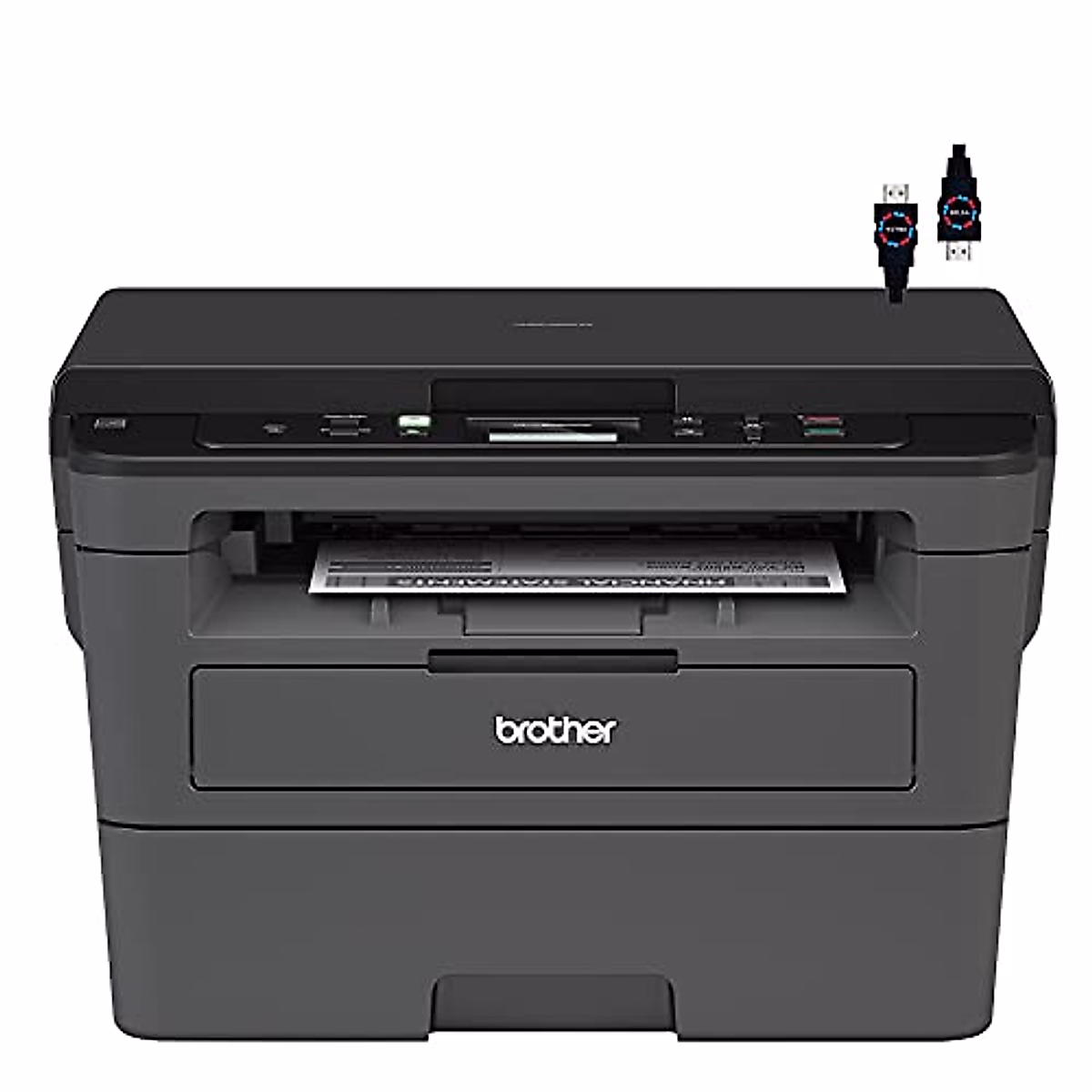 Brother Premium HL L23 Series Compact Monochrome Laser All-in-One Laser Printer I Print Scan Copy I Wireless | Mobile Printing I Auto 2-Sided Printing I Up to 32 Pages/Min + HDMI Cable (Renewed)