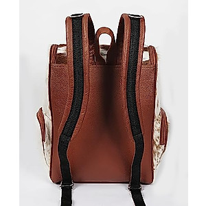 III-Fashions Cowhide Hair Print Diaper Backpack Rucksack/Knapsack Travel Shoulder Bag Brown & White (Backpack)