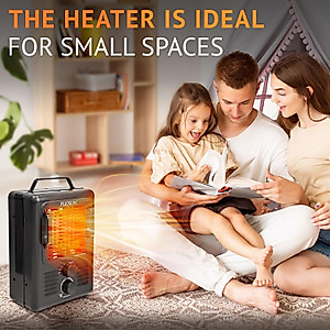 Plexon Milkhouse Utility Electric Space Heater with Thermostat Adjustable Overheat Protection Perfect for Garage or Greenhouse Workshop Comfort Home 1500 Watt Black