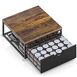 FOOZOUP Pull Out Spice Rack Organizer for Countertop Cabinet with Wood Shelf,Drawer Metal Pull Down Spice Drawer Can Hold 36 Jars