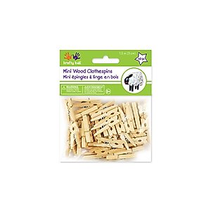 Krafty Kids Round Craftwood Mini Clothespins Natural, 1.19in, 40-Piece