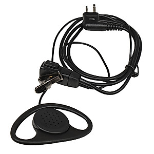 HQRP 2-Pack D Shape Earpiece Headset PTT Mic Compatible with Motorola CP250, CP300, RDV-2080D, RDV-5100, VL50 Sun Meter