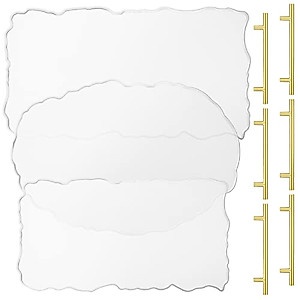 Hoolerry 3 Pack Large Silicone Resin Tray Mold with 6 Gold Handles Silicone Tray Mold Silicone Molds for Epoxy Resin Jewelry Resin Casting Molds for DIY Crafts Making Faux Tray Serving Board Home