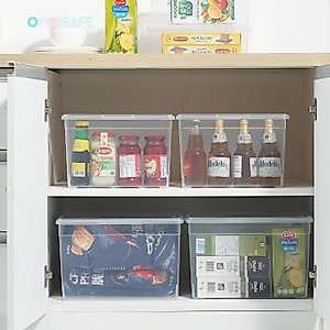 OMNISAFE 6 Pack 22 Quart Stackable Plastic Storage Bins, BPA-Free Nestable Container with Latching Lid to Organize Shoes, See-Through Box for Home and Office, Multi-Purpose Storage Case, Clear Shoebox