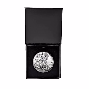 2001 - U.S. Silver Eagle in Plastic Air Tite in Magnet Close Black Gift Box - Gem Brilliant Uncirculated Dollar Uncirculated US Mint