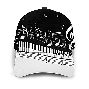 Unisex Fashion Classic Low Profile Baseball Cap Dad Hat Soft Adjustable Trucker Cap for Running Cycling Hiking Golf Outdoor - Piano Keys with Musical Notes