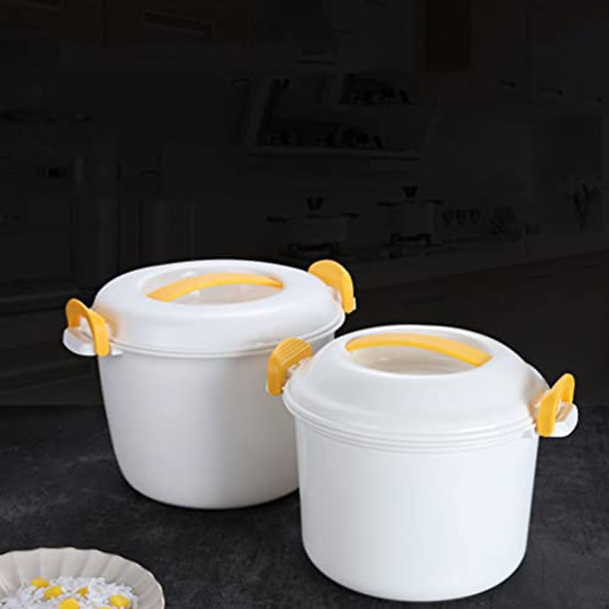 Luxshiny Microwave Pressure Cooker Microwave Rice Cooker Mini Rice Cooker Portable Steamer Pasta Cooker Food Steamer Pot for Cooking Soup Rice Stews and Oatmeal Yellow S Microwave Pasta Pot