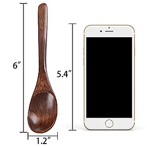 HANSGO Small Wooden Spoons, 6PCS Small Soup Spoons Serving Spoons Wooden Teaspoon for Coffee Tea Jam Bath Salts, 6"