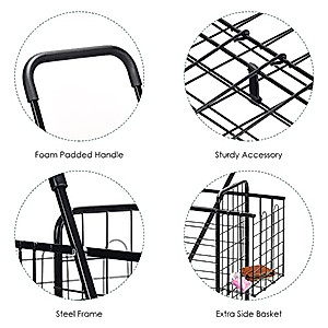 Shopping Cart with Dual Swivel Wheels for Groceries - Compact Folding Portable Cart Saves Space - with Adjustable Handle Height (Black)