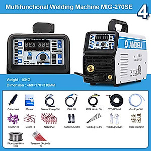 ANDELI MIG Welder 200A MIG-270SE 110V/220V MIG/Lift TIG/MMA 3 in 1 Multifunctional Welding Machine Gas Gasless Welder