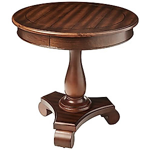 Roundhill Furniture Rene Round Wood Pedestal Side Table, 26"D x 26"W x 26.5"H, Espresso