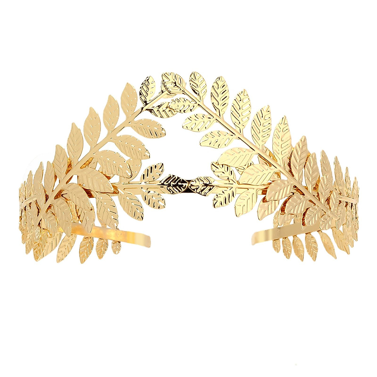 HIPIHOM Greek Goddess Crown Bridal Gold Leaf Headband Wedding Party Halloween Headpiece