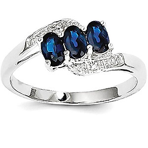 IceCarats 925 Sterling Silver Blue Sapphire Diamond Ring Gemstone Band Size 8.00
