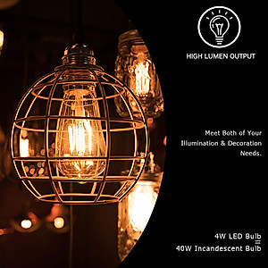 LUXON LED Edison Bulbs Dimmable Amber Glass Warm 2700K Antique Vintage Style Filament Light Bulbs 40W Equivalent E26 Base 6-Pack