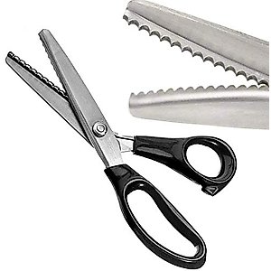 Serrated Scalloped Edge Pinking Shears, Multifunction Stainless Steel Shears Tailor Scissors, Professional Zig-Zag Cut Scissors, Sewing Craft Cut Paper Clothing Fabric for Home (3mm, Scalloped)