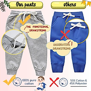 IjnUhb Baby Boys' 2-Pack Cotton Pants, Toddler Pull-on Jogger with Dinosaur Drawstring Elastic Waist