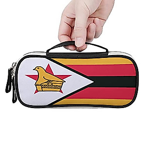 Zimbabwe Flag Pencil Pen Case Portable Pen Bag with Zip Travel Makeup Bag Stationery Organizers for Home Office