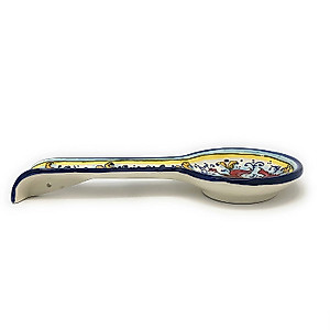 CERAMICHE D'ARTE PARRINI - Italian Ceramic Spoon Rest Holder Decorated Lily Pottery Hand Painted Made in ITALY Tuscan