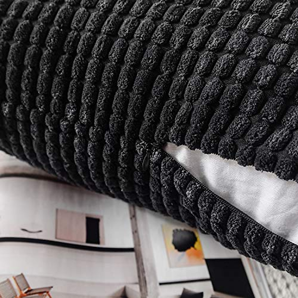 MERNETTE Pack of 2, Corduroy Soft Decorative Square Throw Pillow Cover Cushion Covers Pillowcase, Home Decor Decorations for Sofa Couch Bed Chair 18x18 Inch/45x45 cm (Granules Black)