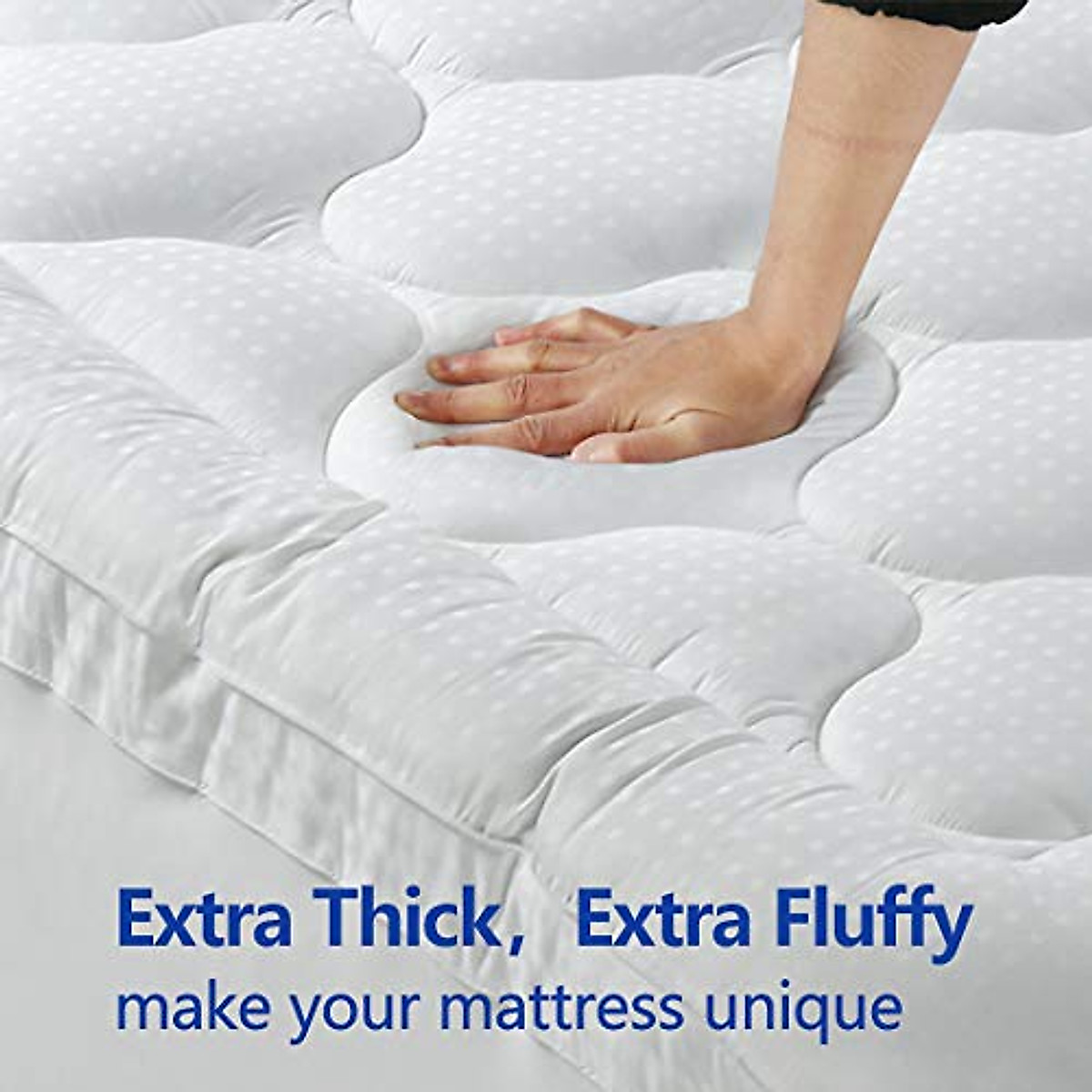 EASELAND RV Short Queen Mattress Topper Pillow Top Mattress Cover Quilted Fitted Mattress Protector Cotton Top 8-21" Deep Pocket Extra Thick Mattress Pad (60x75 Inches, White)