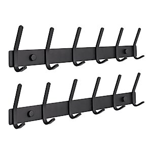 Coat Rack Wall Mounted with 6 Hooks,2 Pack Stainless Steel Coat Hooks for Hanging Coats,Heavy Duty Wall Hooks for Kitchen,Balcony, Bathroom,Living Room,and More