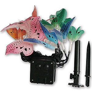 Penfly 3.5m 12LEDs Solar Powered Fairy Decorative Fiber Optic Butterfly String Light Indoor Outdoor Home Garden Wedding Christmas Festival Landscape Seasonal Decoration RGB Color