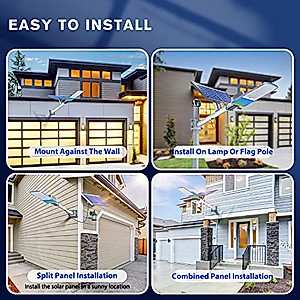 OKPRO Solar Powered Street Light, Super Bright LED Street Light, 500W Outdoor Solar Powered Light, IP66 Waterproof Solar Powered Street Light, Dusk to Dawn, for Lawn, Yard, or Driveways