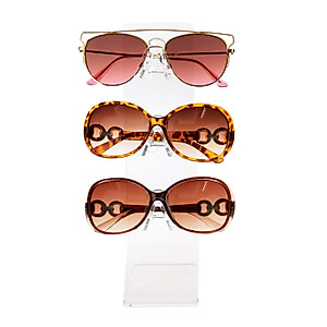 MOOCA Acrylic Eyeglasses Frame and Sunglasses Display Stand, Sunglasses Rack, Sunglasses Display, Sunglasses Stand, Acrylic Sunglasses Holder, Fit for All Glass Sizes, 3 Frames