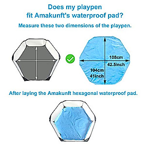 Amakunft Waterproof Pads for Small Animal Playpen, Reusable Liners, Waterproof Bottom on Both Sides Fit with Pet Tent (42.5in x 41in) Bedding for Guinea Pig, Rabbit, Hamster, Chinchilla and Hedgehog