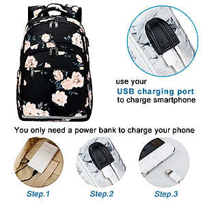 Bluboon Backpack for Women 15.6 Inch Laptop Bookbag College Girls Daypack for Business Travel with USB Charging Port