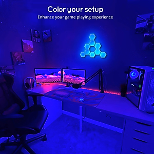 Lumoonosity LED Hexagon Lights - Dream Color Hexagon LED Light - Music Sync Color Changing Hexagon Wall Lights - RGB Hexagon Lights for Bedroom, Gaming Room - Cool Hexagon Wall Panels