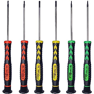 Screwdriver SET OF 6 - Magnetic Flathead and Phillips With NON-SKID Handle in Different SIZES / COLORS - Professional Repair Tool Kit For Electronics/ iPhone/ PC/ Jewelry/ Watch/ Eyeglass