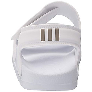 adidas Women's Adilette Sandal Slide, White/Champagne Metallic/White, 9