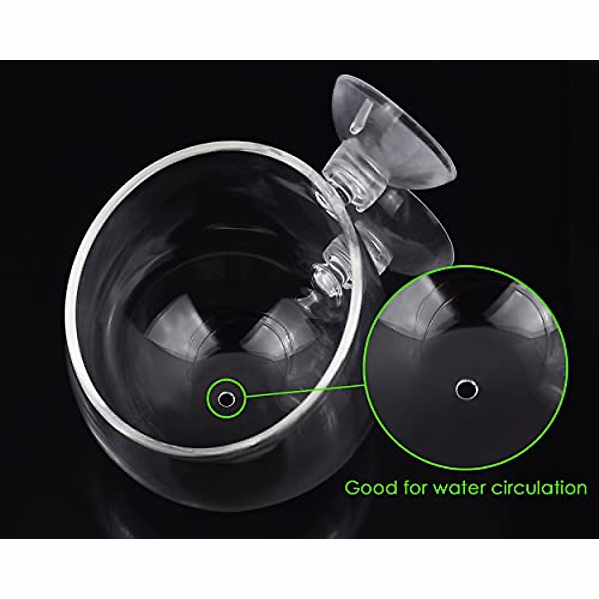 DS. DISTINCTIVE STYLE Aquatic Plant Cups 2 Pieces Crystal Glass Plant Pot with 2 Suction Cups for Aquarium Decoration