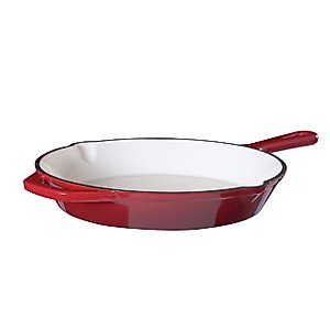 Eternal Living Enameled Cast Iron 10" Skillet Fry Pan Red