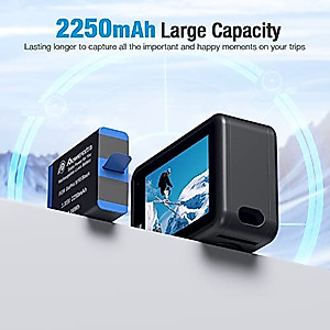 Powerextra Hero 12/11/10/9 Battery 3-Pack(2250mAh) and 3-Channel USB Storage Quick Charger for Gopro Hero 12 Gopro Hero 11 Hero 10 Hero 9 Black Compatible with Gopro Hero 9/10/11 Battery and Charger