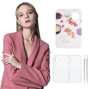 2PCS Acrylic Cosmetic Palette with 2PCS Spatula Tool,Makeup Palette Mixing Tray Apply for Foundation Eye Shadow Lipsticks Nail Art Professional Pigment Blending